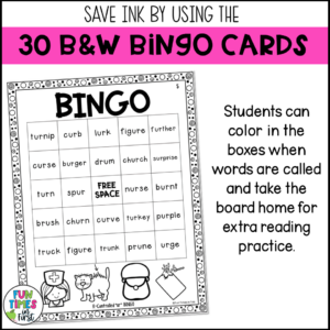R Controlled Vowels Bingo Games for UR - Bossy UR No Prep Phonics Games ...