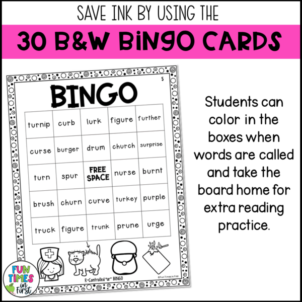 R Controlled Vowels Bingo Games for UR - Bossy UR No Prep Phonics Games ...
