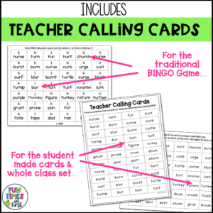 R Controlled Vowels Bingo Games for UR - Bossy UR No Prep Phonics Games ...
