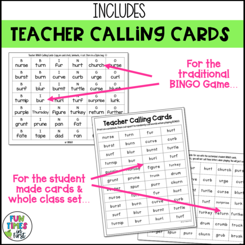 R Controlled Vowels Bingo Games for UR - Bossy UR No Prep Phonics Games ...