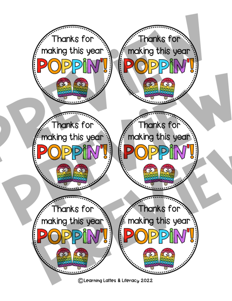 Poppin Summer Gift Tags End of Year Pop-it Fidget Popcorn Popsicle ...