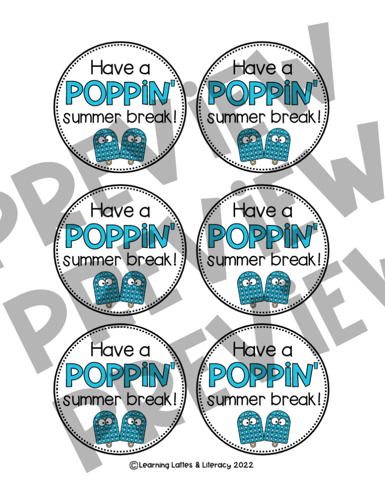 Poppin Summer Gift Tags End of Year Pop-it Fidget Popcorn Popsicle ...