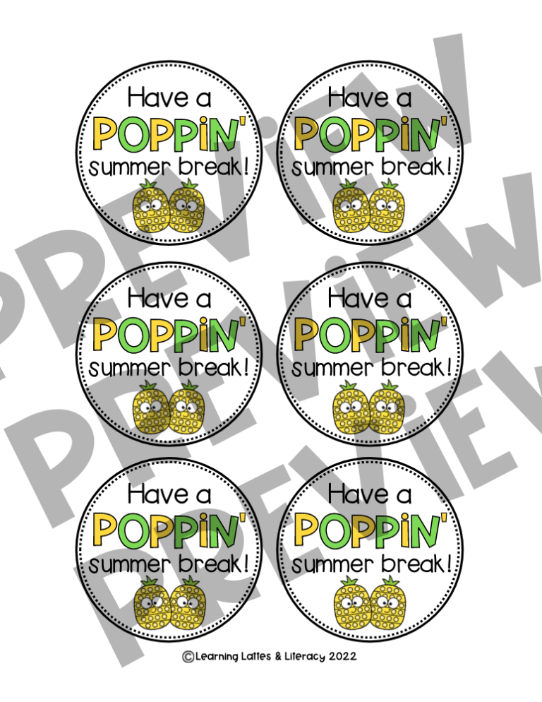 Poppin Summer Gift Tags End of Year Pop-it Fidget Popcorn Popsicle ...