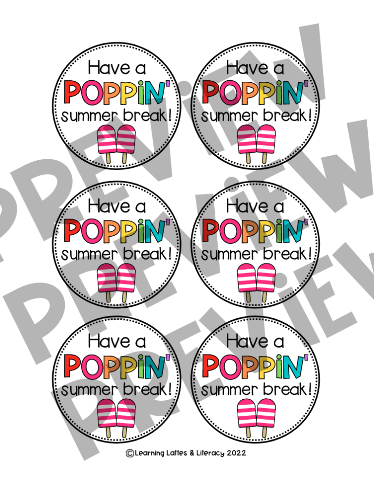 Poppin Summer Gift Tags End of Year Pop-it Fidget Popcorn Popsicle ...