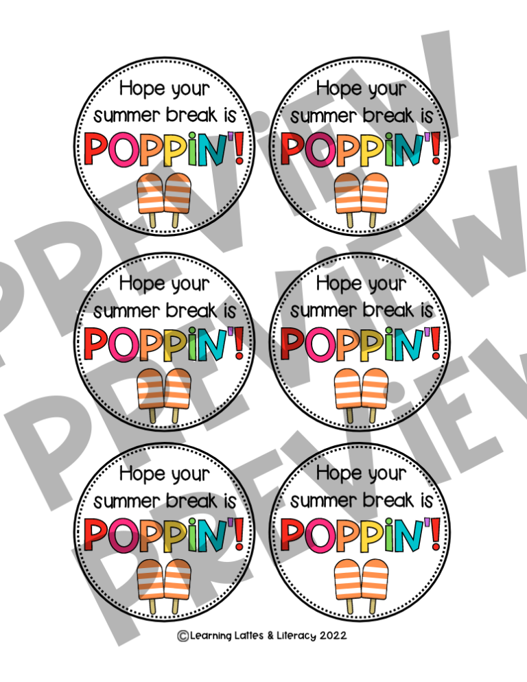 Poppin Summer Gift Tags End of Year Pop-it Fidget Popcorn Popsicle ...