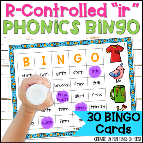 R Controlled Vowels Bingo Games for IR - Bossy IR No Prep Phonics Games ...