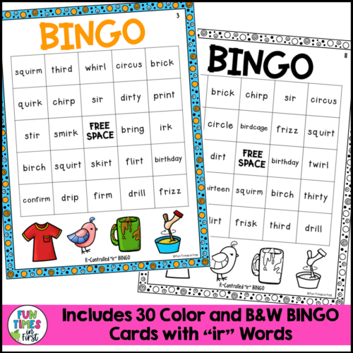 R Controlled Vowels Bingo Games for IR - Bossy IR No Prep Phonics Games ...