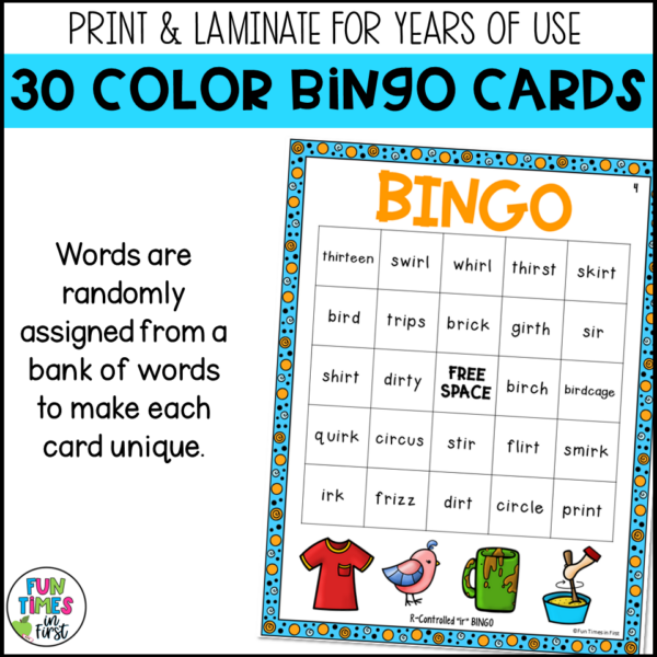 R Controlled Vowels Bingo Games for IR - Bossy IR No Prep Phonics Games ...