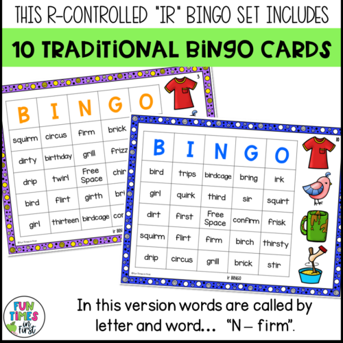 R Controlled Vowels Bingo Games for IR - Bossy IR No Prep Phonics Games ...
