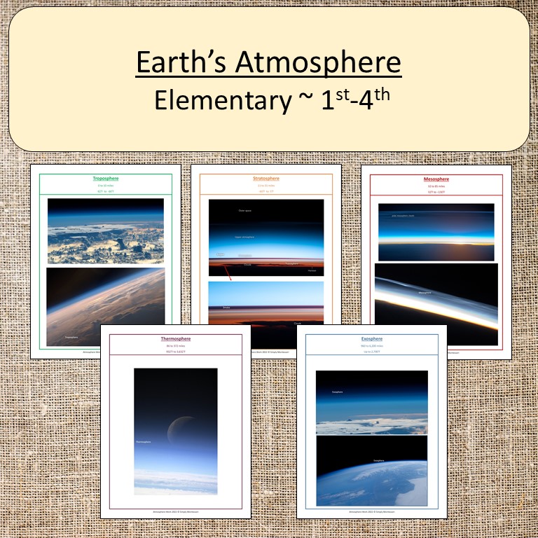 Layers of Earth's Atmosphere Elementary Homeschool Montessori | Made By ...