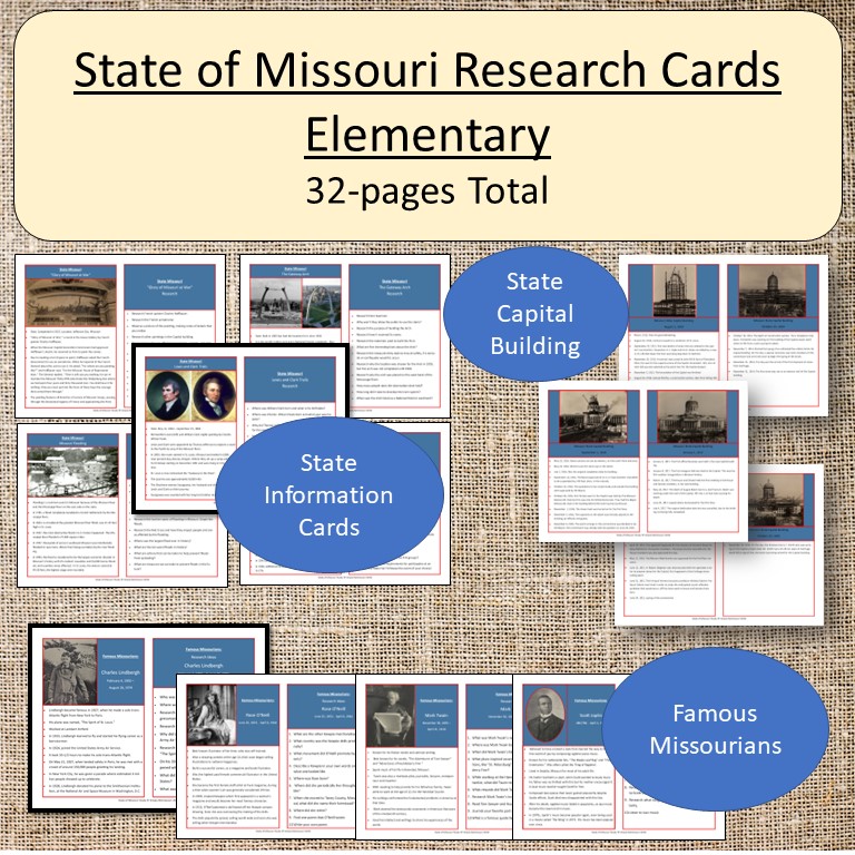 State of Missouri Research Cards Elementary Montessori Homeschool ...