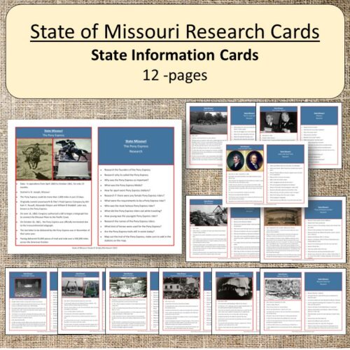 State of Missouri Research Cards Elementary Montessori Homeschool ...