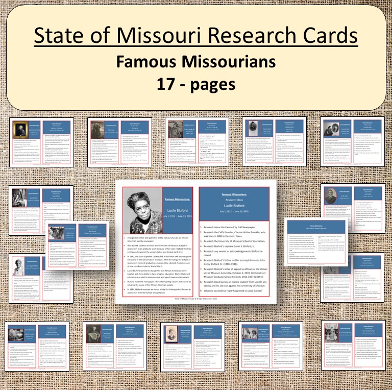State of Missouri Research Cards Elementary Montessori Homeschool ...
