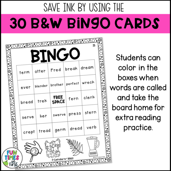 R Controlled Vowels Bingo Games for ER - Bossy ER No Prep Phonics Games ...