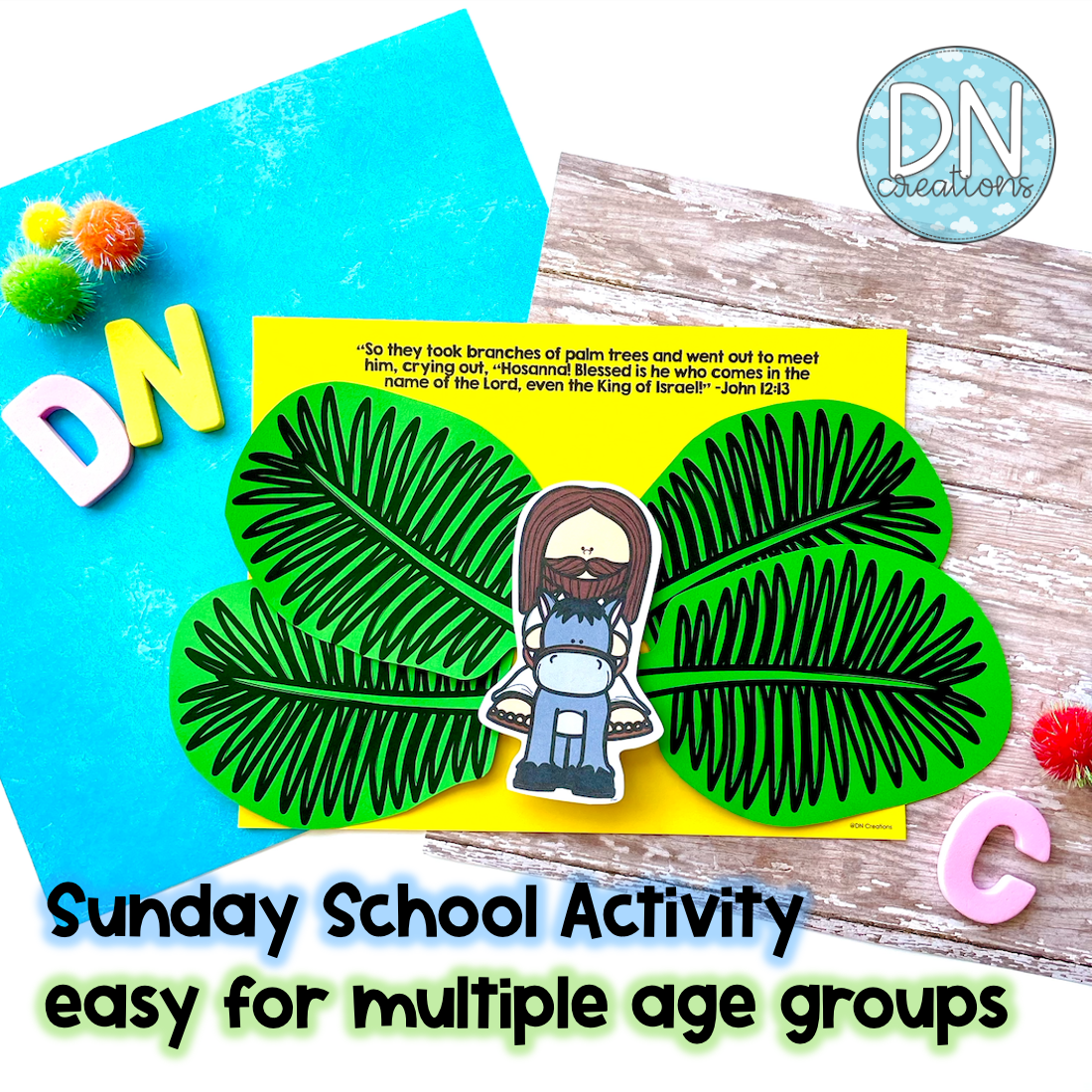 John12:13 Bible Craft l Palm Sunday Craft l Jesus on a Donkey Bible ...