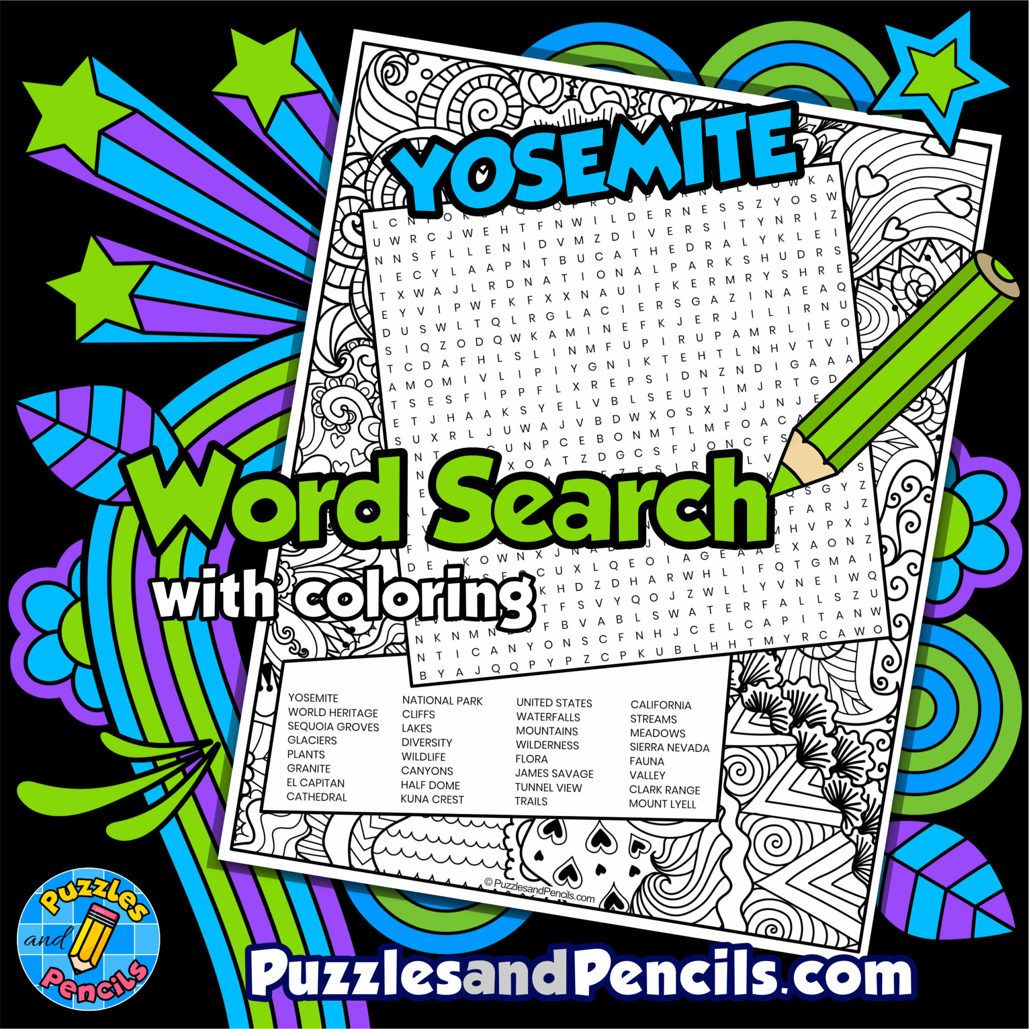 End of School Year Word Search Puzzle Activity Page with Coloring ...