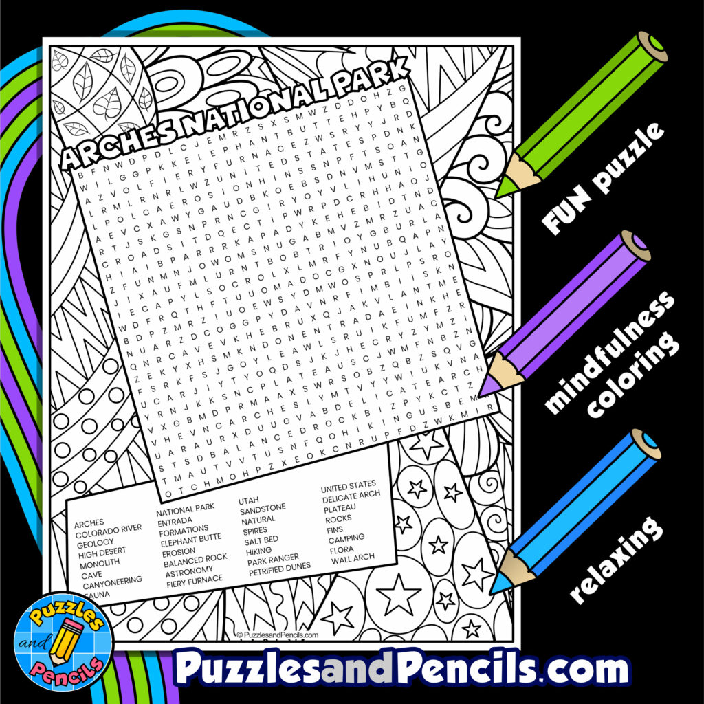 Arches National Park Word Search Puzzle With Coloring National Park arches-national-park-word-search-puzzle-with-coloring-national-park