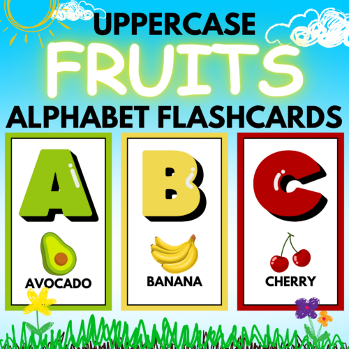 UPPERCASE Fruits Alphabet Flashcards for Pre-K and Kindergarten Early ...
