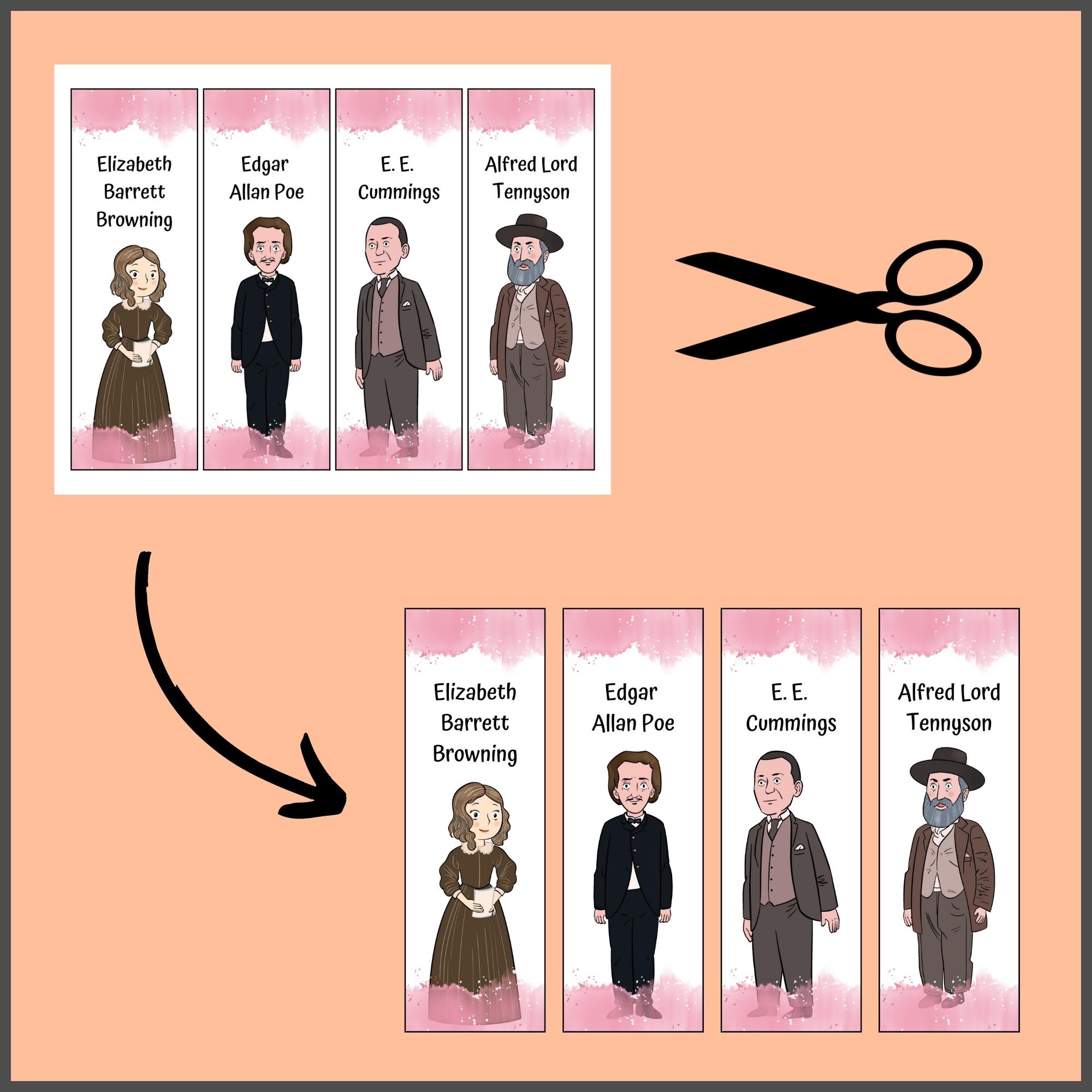 National Poetry Month Colorful Bookmarks | Famous Poets Colorful ...