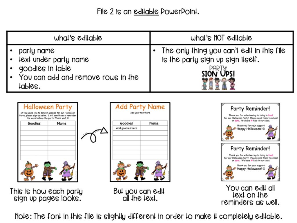 EDITABLE Class Party Sign Up Sheets & Reminders | Made By Teachers