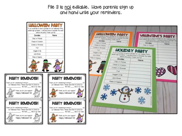 EDITABLE Class Party Sign Up Sheets & Reminders | Made By Teachers