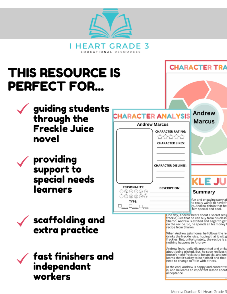 Freckle Juice Novel Study | Made By Teachers