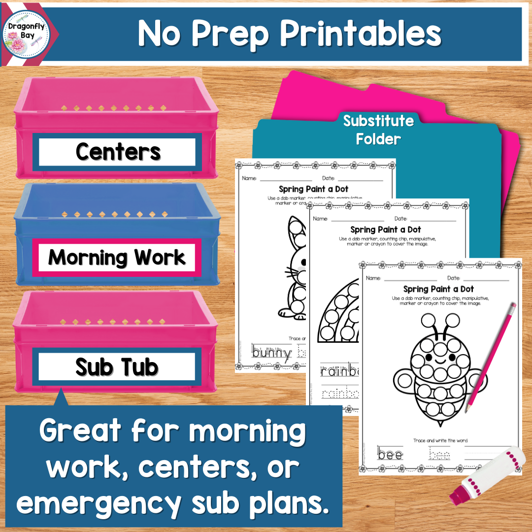 Spring Vocabulary Fine Motor Dot Marker Trace and Write | Made By Teachers