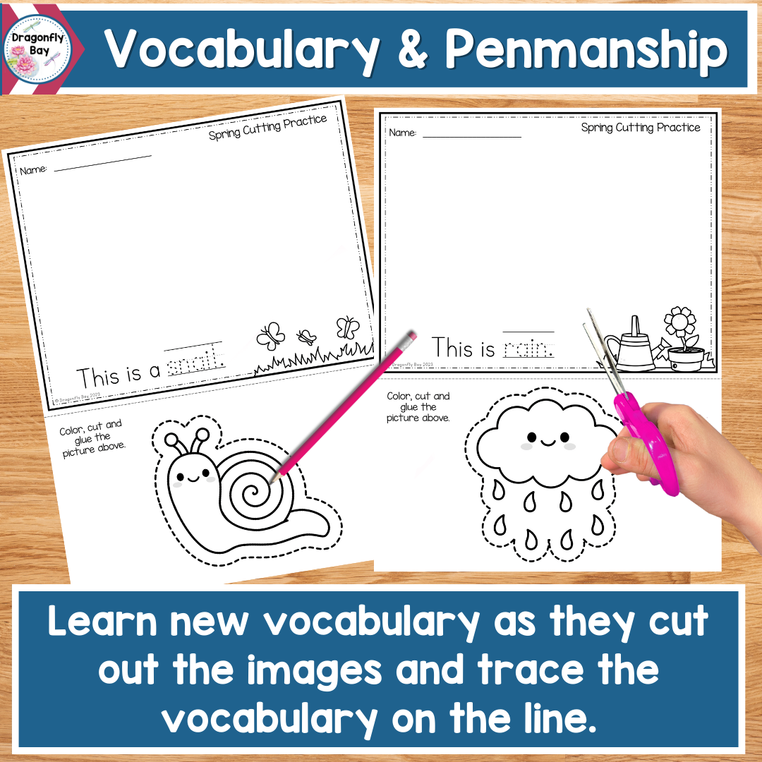 Spring Fine Motor Cutting Practice and Tracing Vocabulary | Made By ...
