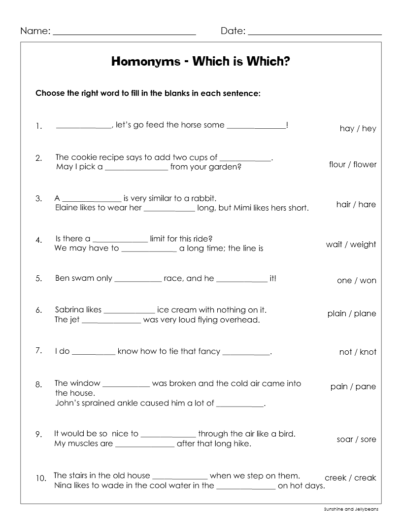 50 Homonyms - Sound-Alike Words - Grades 3-4 - Which is Which? - Google ...