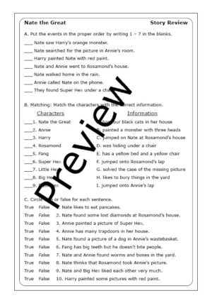 Nate the Great (Book #1 to Book #10): A Bundle of Worksheets | Made By ...