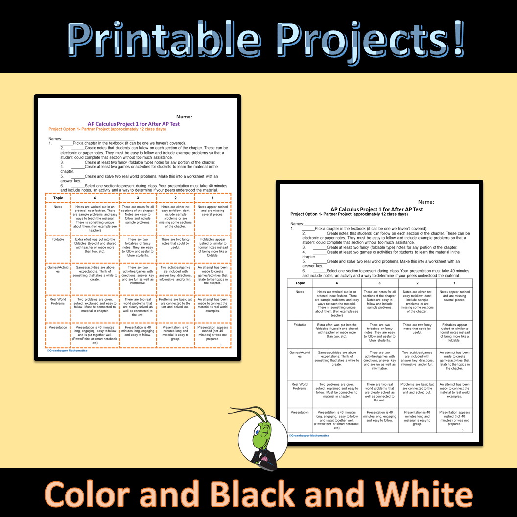 Calculus Project for After AP™ Test | End of Year Project | Made By ...
