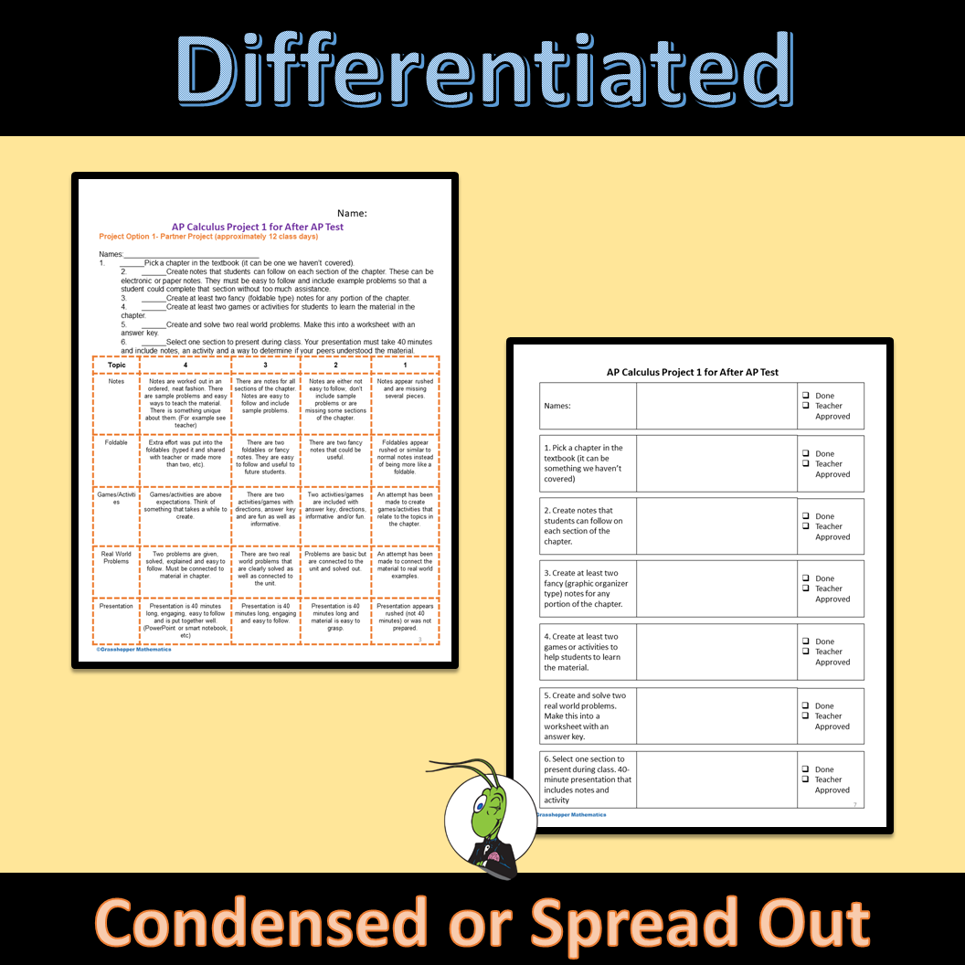 Calculus Project for After AP™ Test | End of Year Project | Made By ...