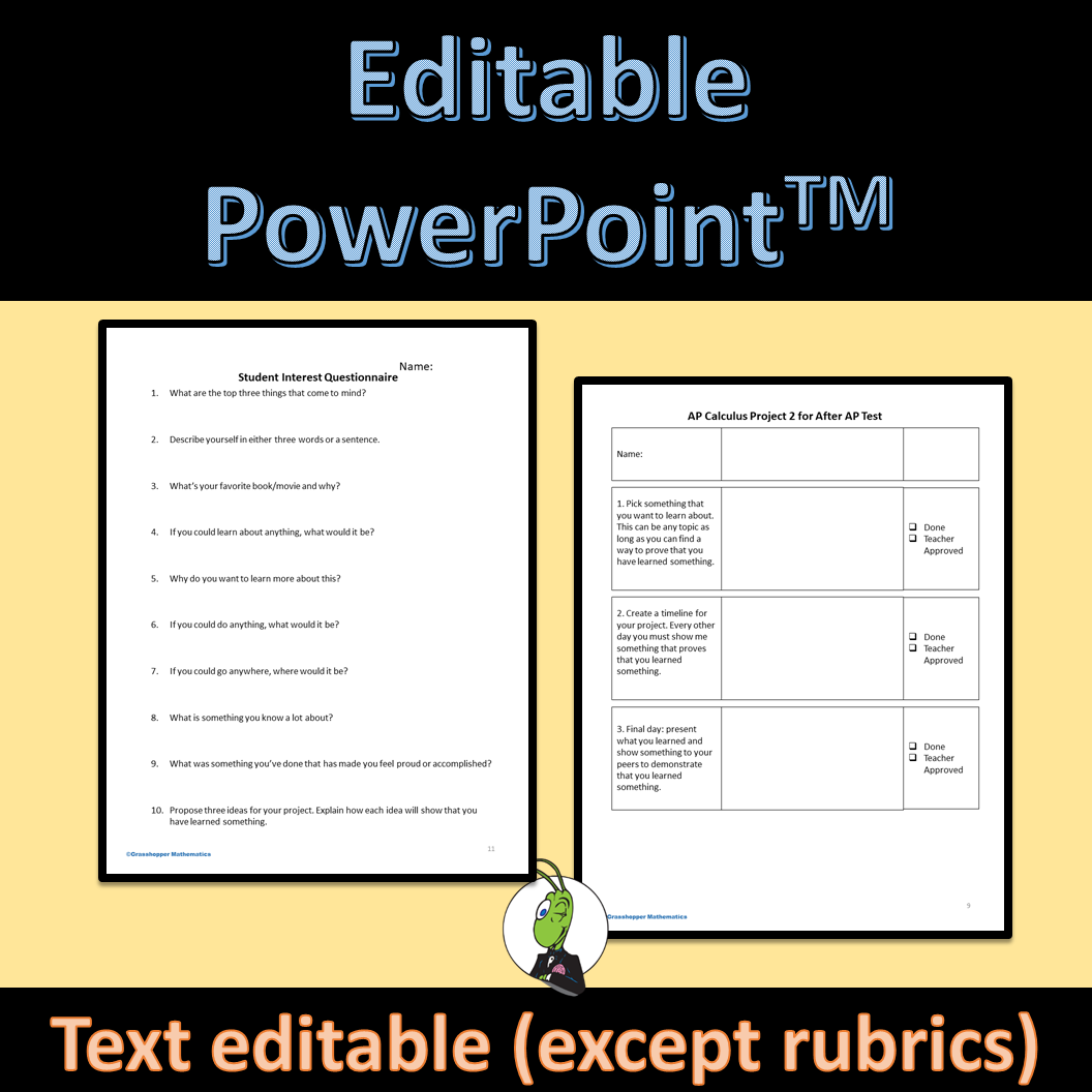 Calculus Project for After AP™ Test | End of Year Project | Made By ...