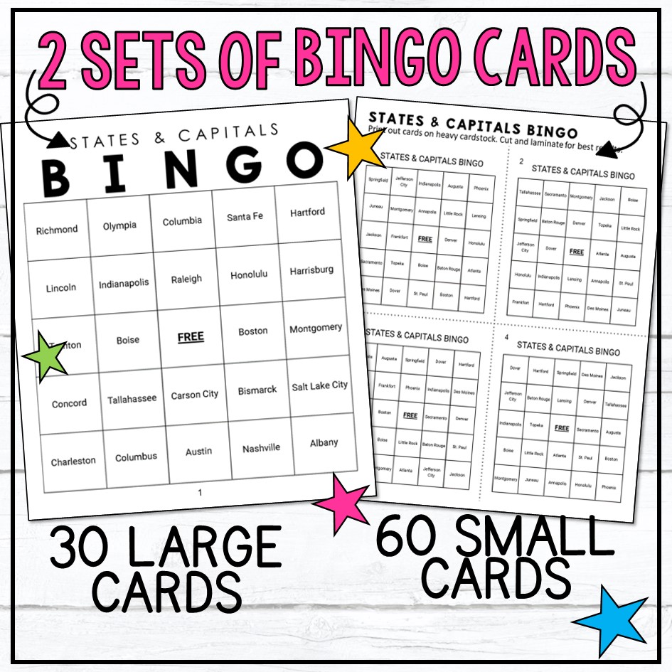 States and Capitals Bingo Game | Listening Activity | Made By Teachers