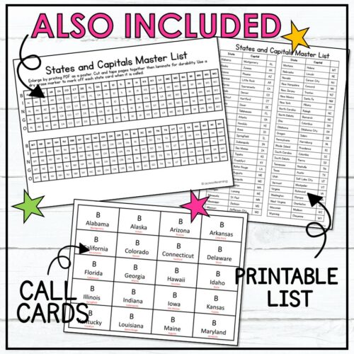 States and Capitals Bingo Game | Listening Activity | Made By Teachers