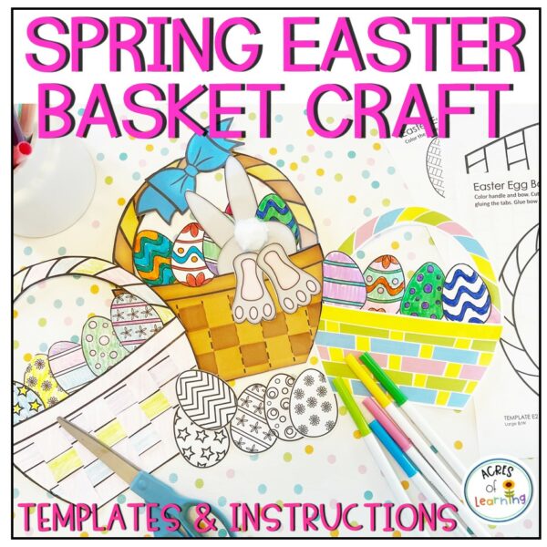 Spring Easter Basket Paper Craft | Easter Egg Coloring Activity | Made ...
