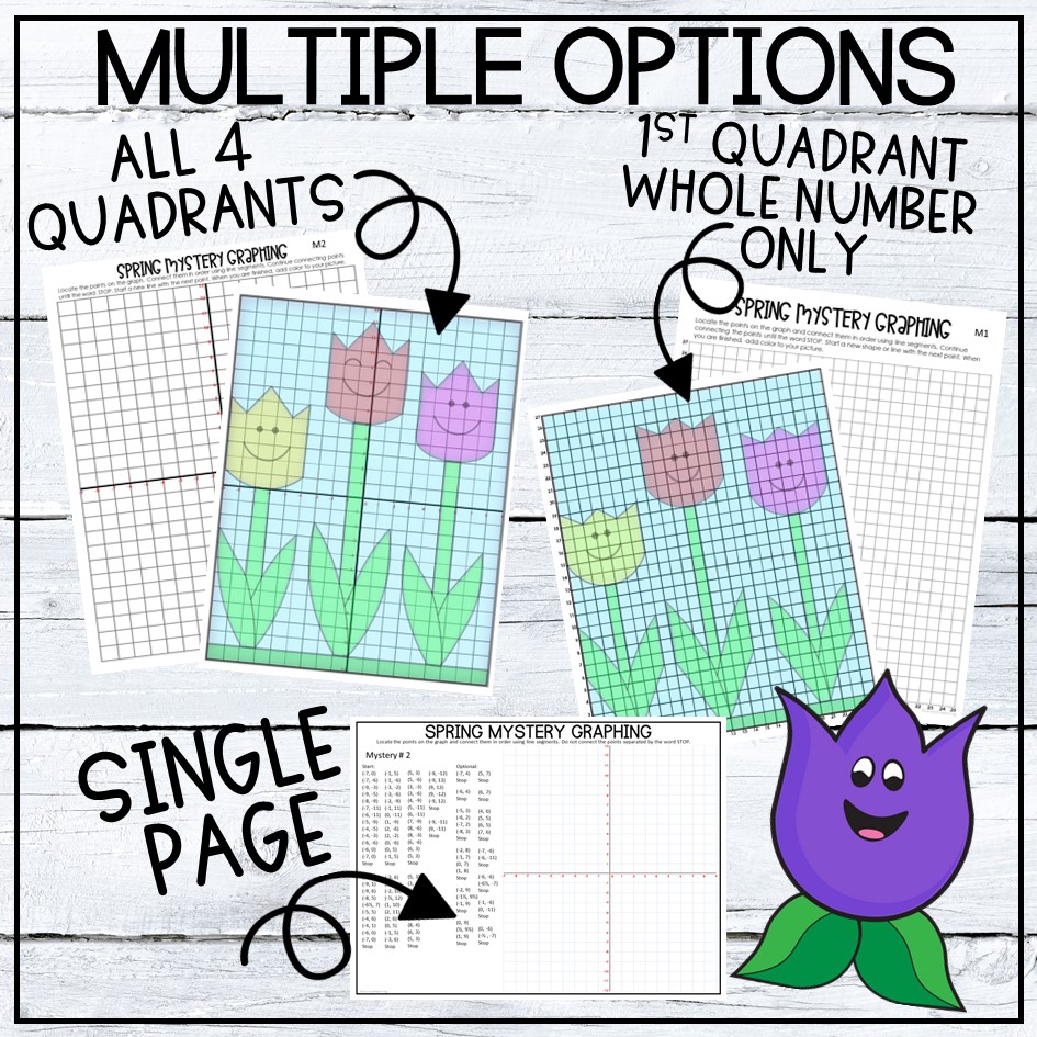 Spring Flowers First Quadrant Coordinate Plane Math Mystery Graphing ...