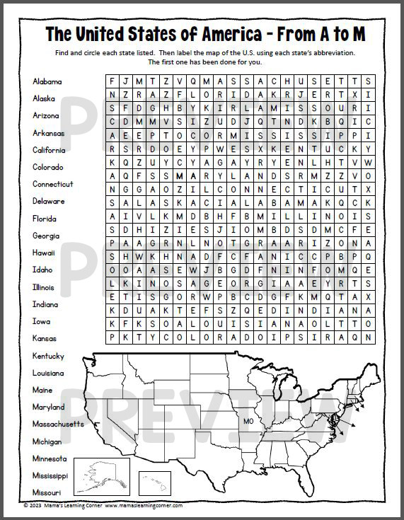 United States Word Search Puzzles | Made By Teachers