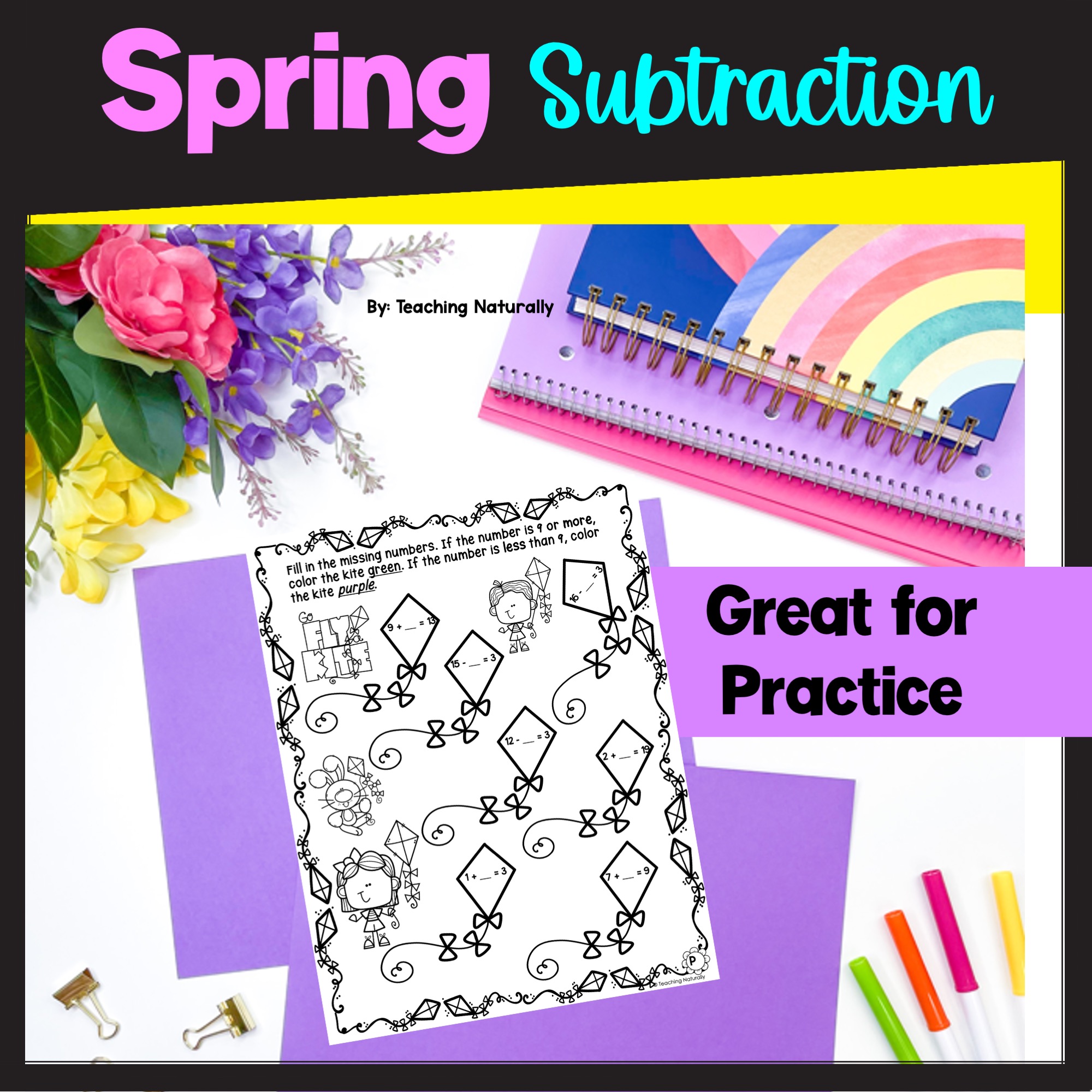 Spring Addition and Subtraction Within 20 Practice worksheets | Made By ...