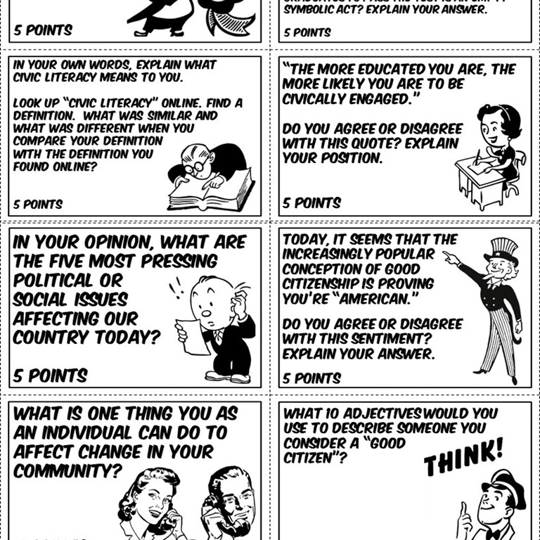 Civic Engagement Task Cards (48 Task Cards Based on Bloom's Taxonomy ...
