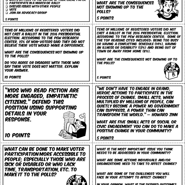 Civic Engagement Task Cards (48 Task Cards Based on Bloom's Taxonomy ...