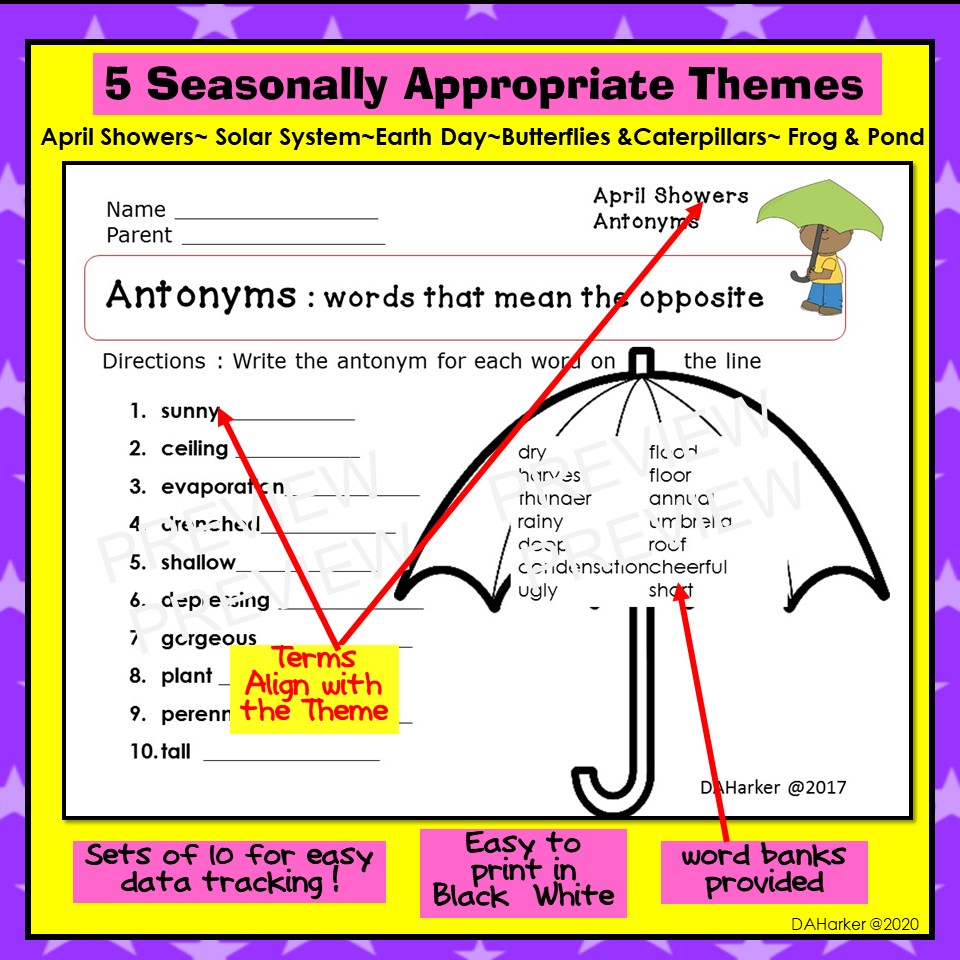 April Speech Therapy Upper Elementary Vocabulary and Grammar Themed ...