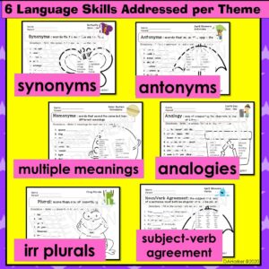 April Speech Therapy Upper Elementary Vocabulary and Grammar Themed ...