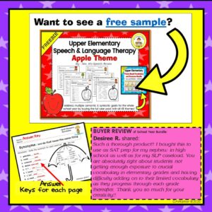 April Speech Therapy Upper Elementary Vocabulary and Grammar Themed ...