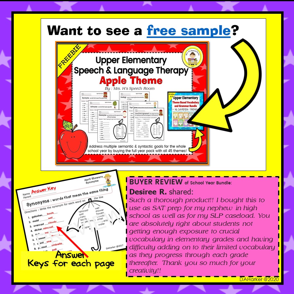 April Speech Therapy Upper Elementary Vocabulary and Grammar Themed ...