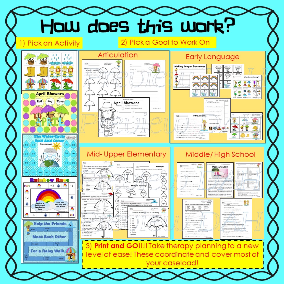 April Showers Speech Therapy Printable Pack | Made By Teachers