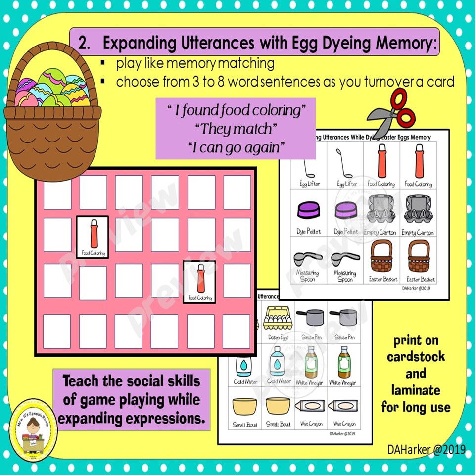Expanding Utterances in Speech Therapy- Easter Egg Theme | Made By Teachers