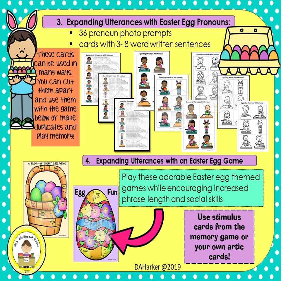 Expanding Utterances in Speech Therapy- Easter Egg Theme | Made By Teachers