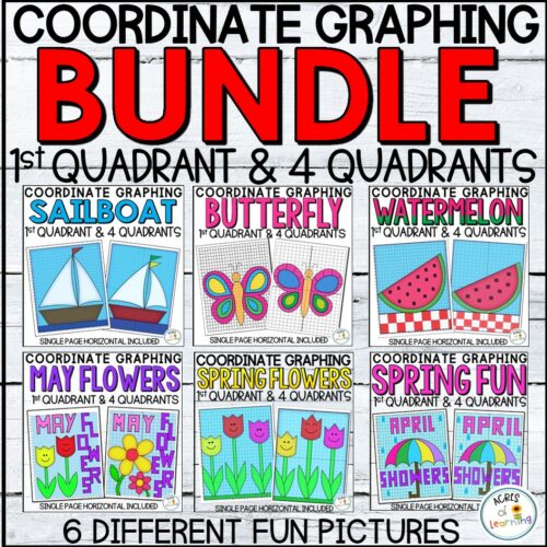 Spring Coordinate Plane Graphing Mystery Pictures Bundle | Math ...