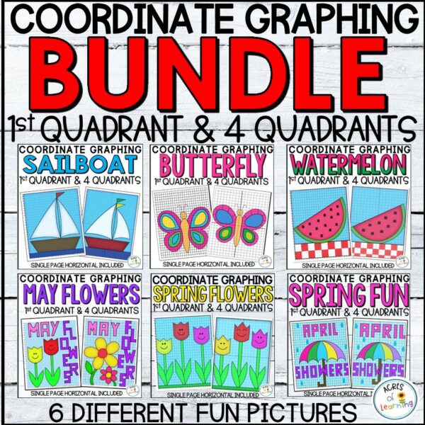 Spring Coordinate Plane Graphing Mystery Pictures Bundle | Math ...